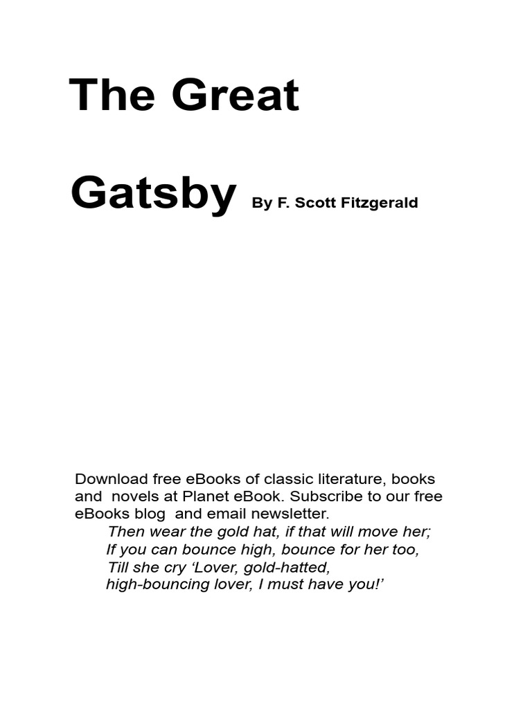The Great Gatsby: Chapter 1 Summary | PDF | The Great Gatsby