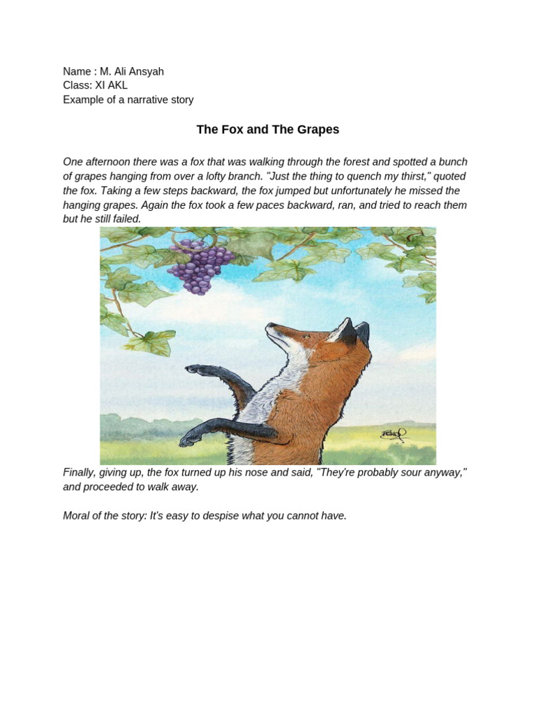 The Fox and The Grapes: A Moral Tale | PDF