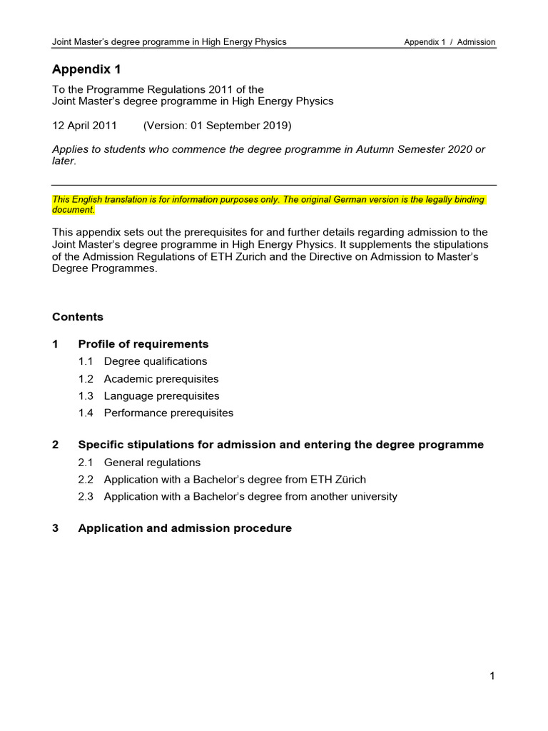 MSC High Energy Physics Appendix | PDF | Academic Degree | Physics