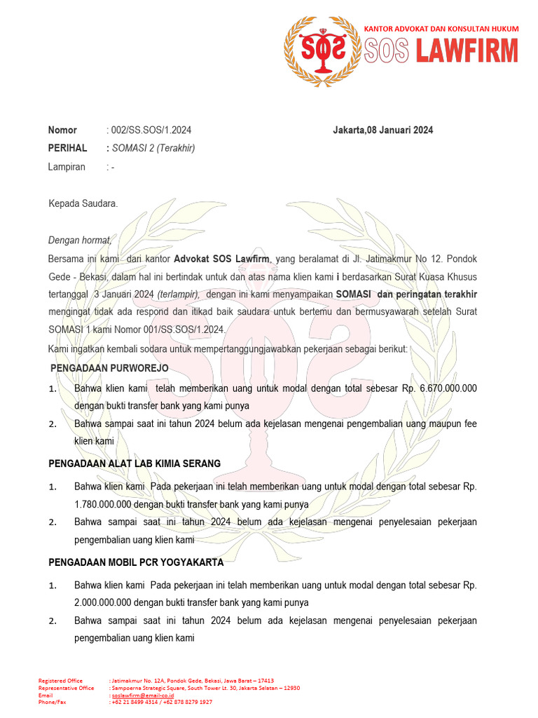 Surat Somasi 2 | PDF