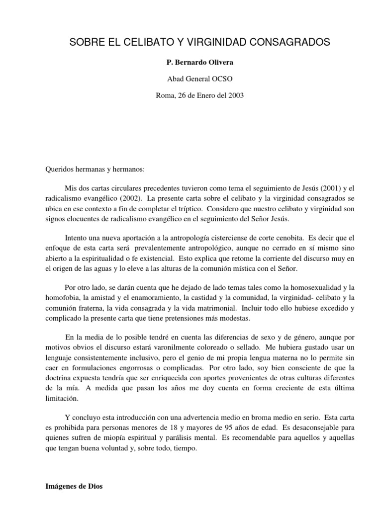 Celibato y Virginidad Consagrados | PDF | Castidad | Celibato