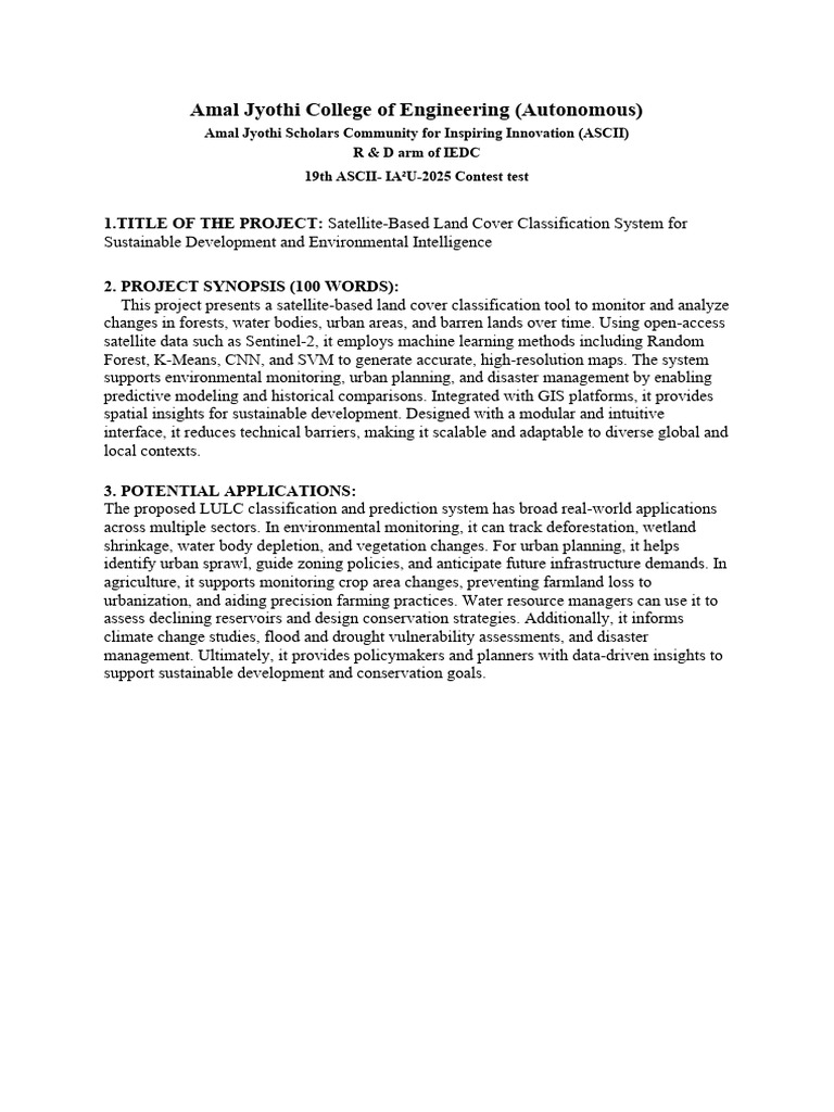 Satellite-Based Land Cover Classification System For Sustainable Development and Environmental ...