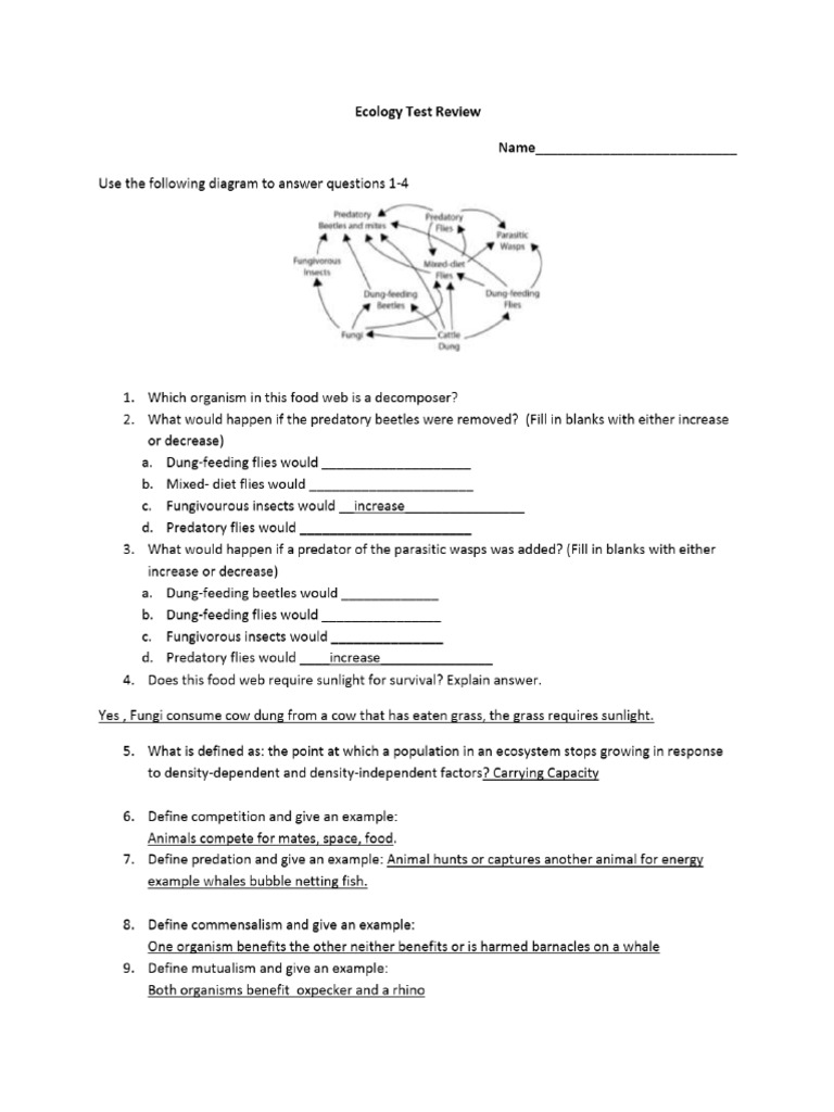 Ecology Test Review Name - Use | PDF