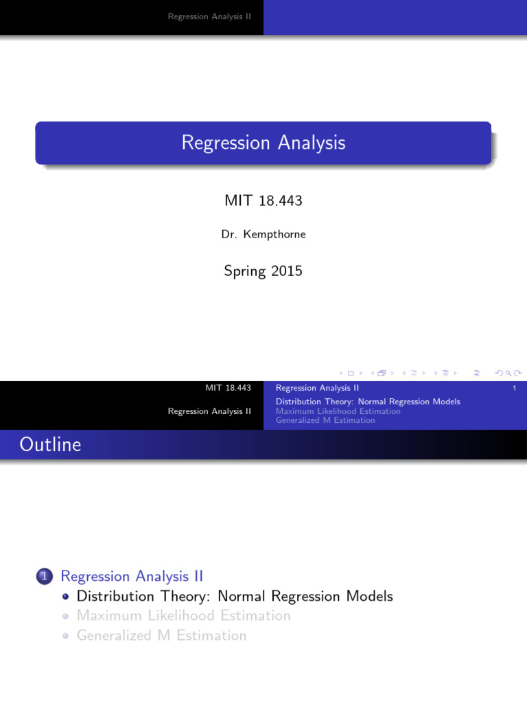 Mit18 443S15 Lec14 | PDF | Linear Regression | Estimation Theory