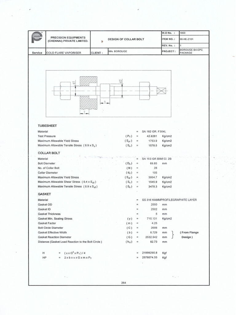 Design Collar Bolt and Min THK at U - Bend | PDF