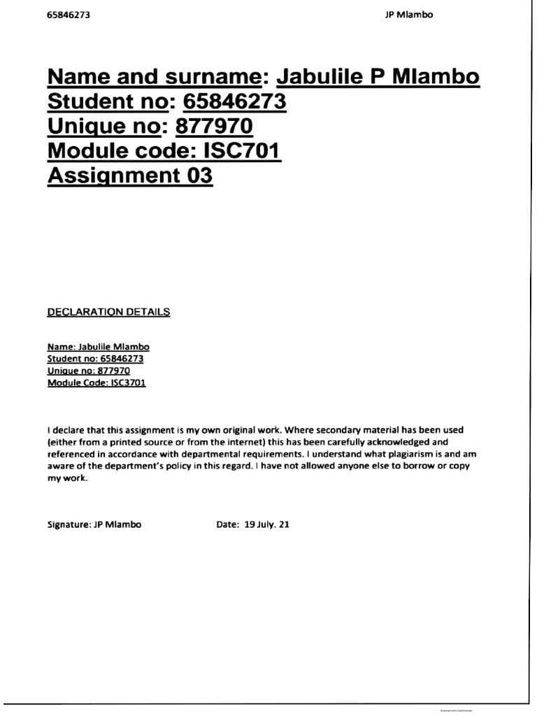 Isc3701 Ass 03 | PDF