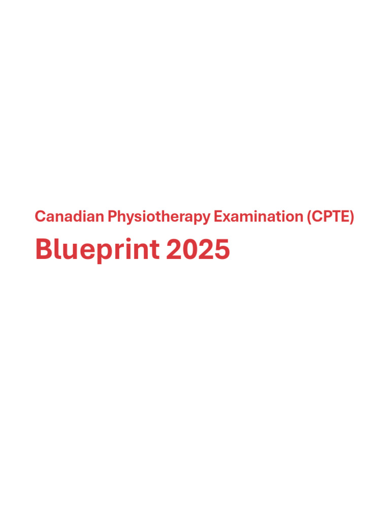 CPTE Blueprint 2025 1 | PDF | Physical Therapy | Multiple Choice
