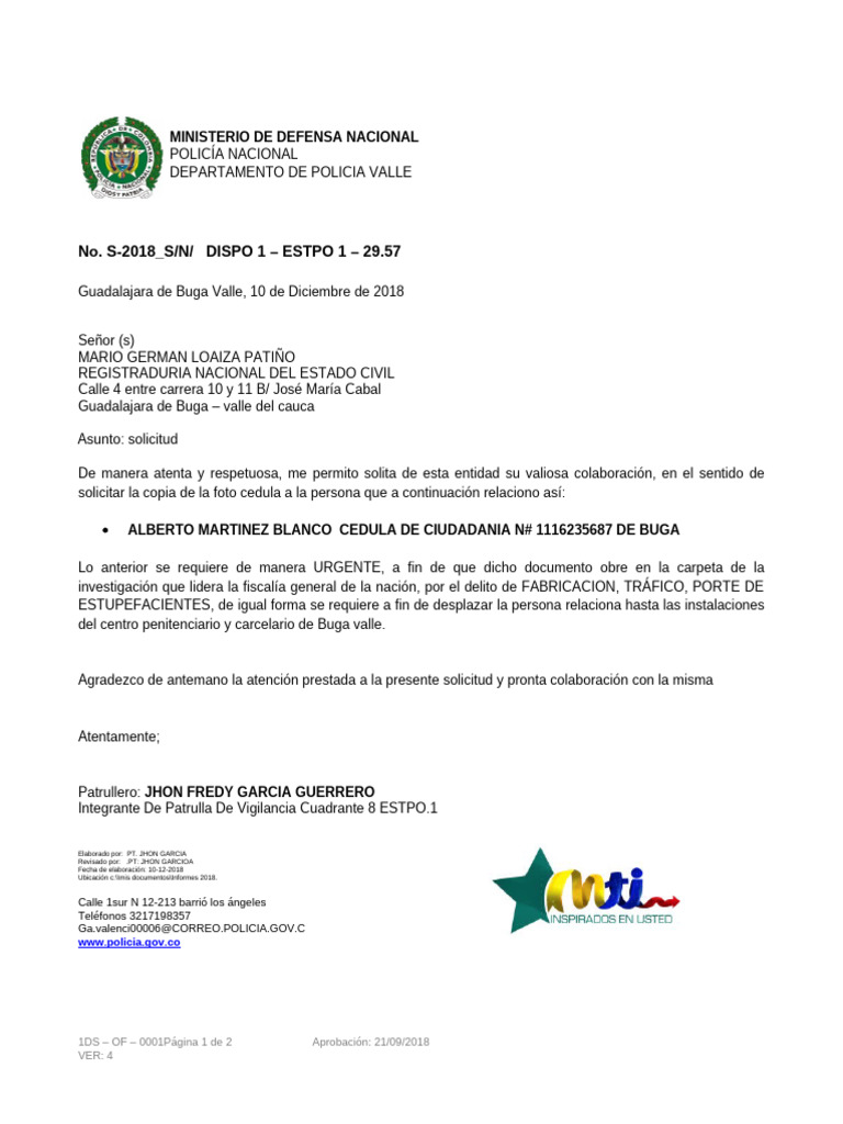 Solicitud de Foto Cédula para Investigación | PDF