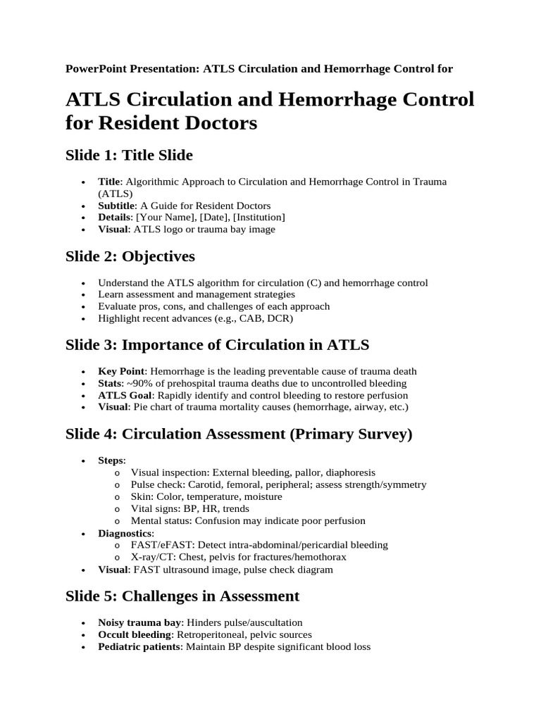 ATLS Circulation & Hemorrhage Control Guide | PDF | Bleeding | Major Trauma