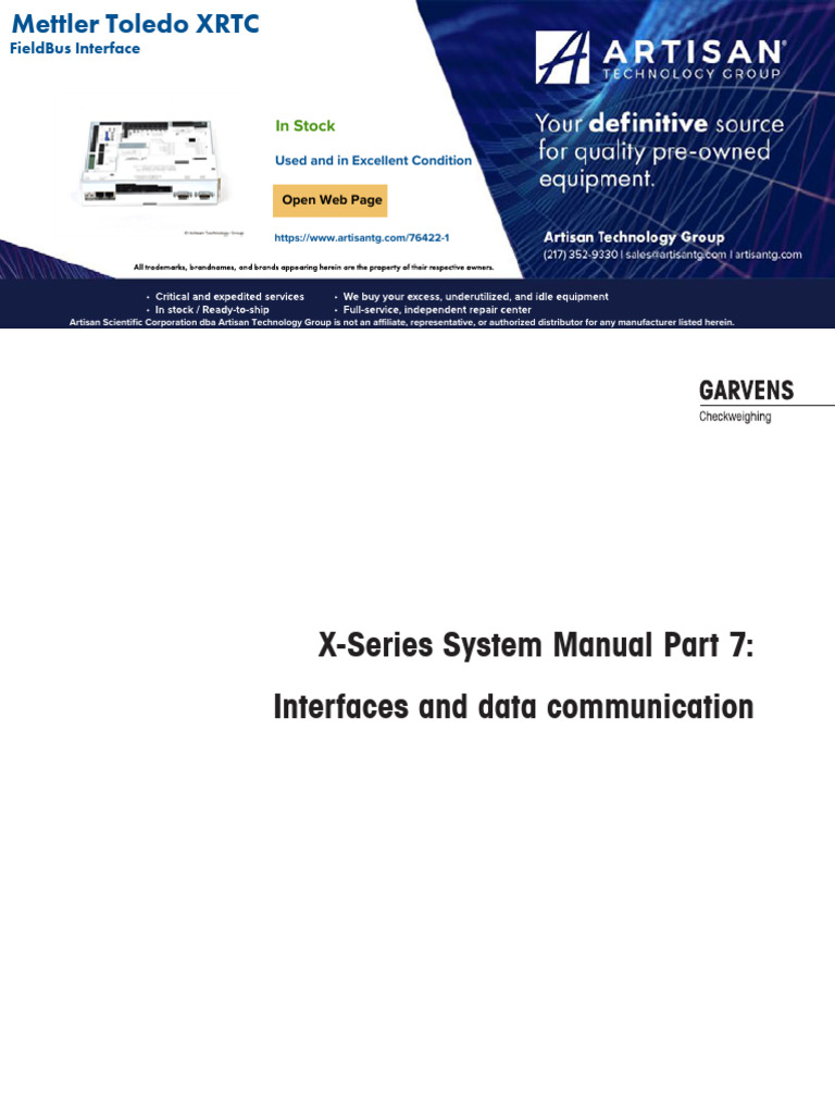 Mettler Toledo XRTC Interface Manual | PDF | Usb | Computer Science