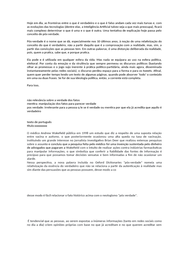 Entendendo a Pós-Verdade e suas Consequências | PDF | Verdade | Realidade