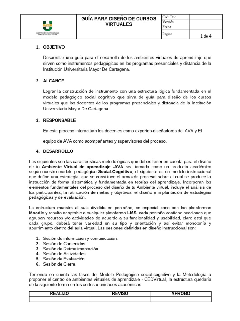 Guia de Diseno de Curso Virtuales CEDVirtual | PDF | Aprendizaje | Enseñando