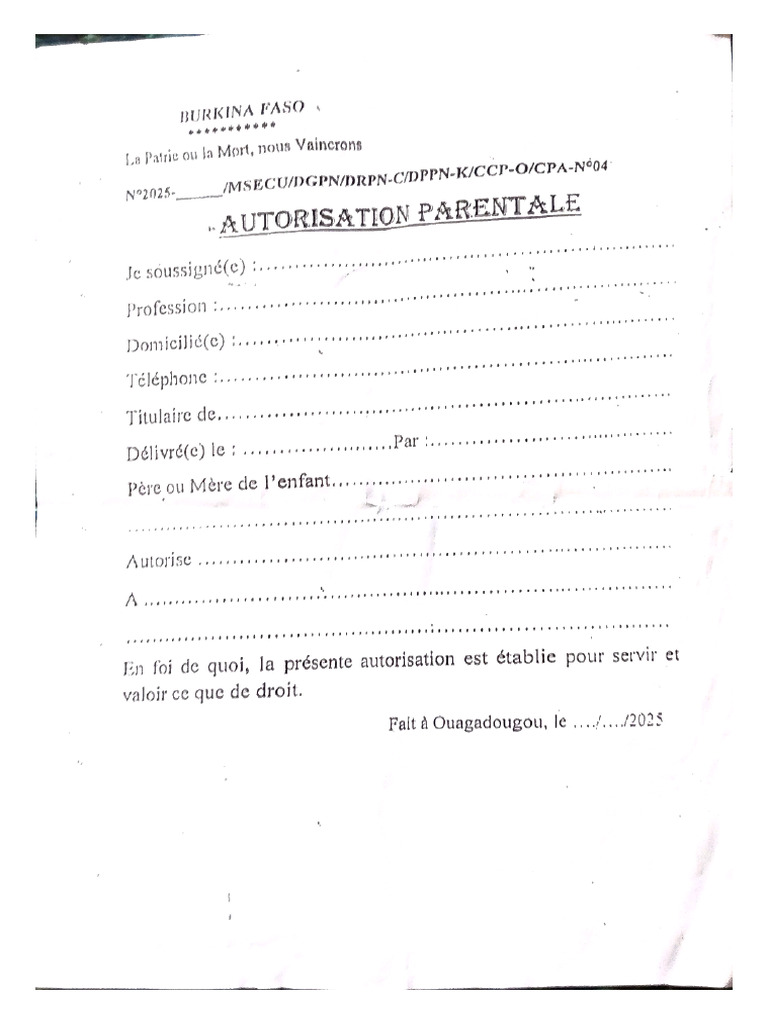 Autorisation Parentale | PDF