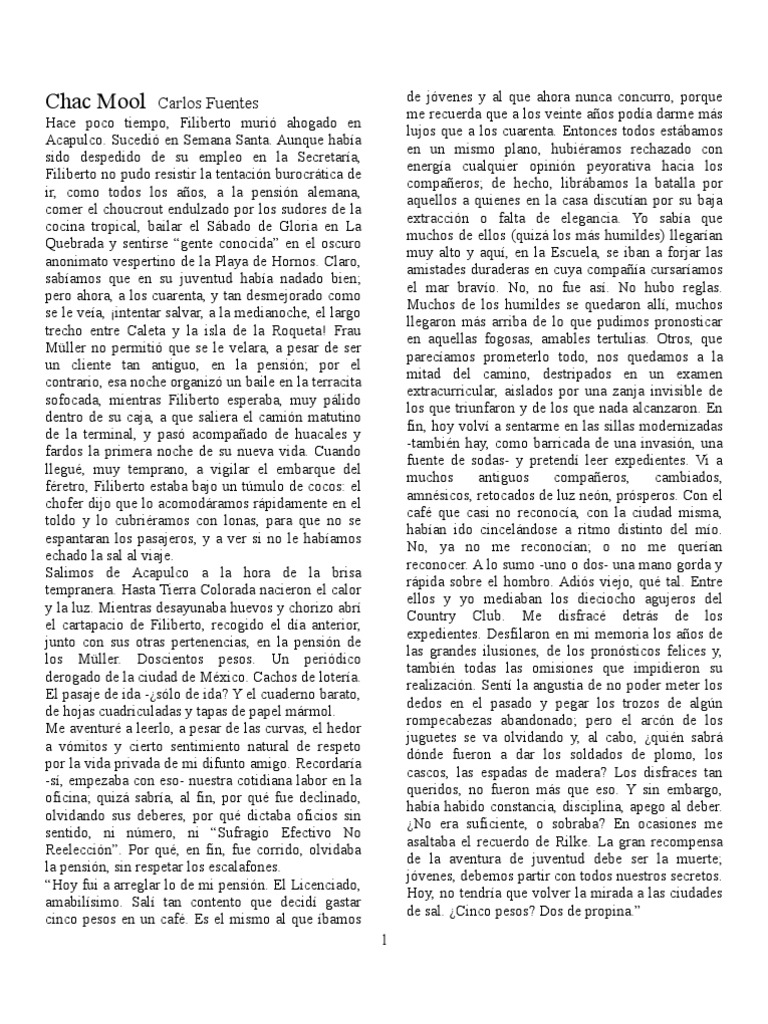 Chac Mool Carlos Fuentes | PDF | México | Naturaleza