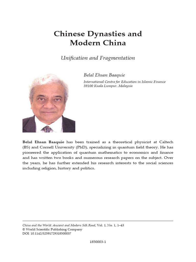 Chinese Dynasties and Modern China Unification and Fragmentation | PDF ...