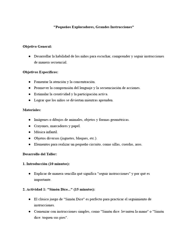 Taller Seguimiento de Instrucciones Paso A Paso | PDF