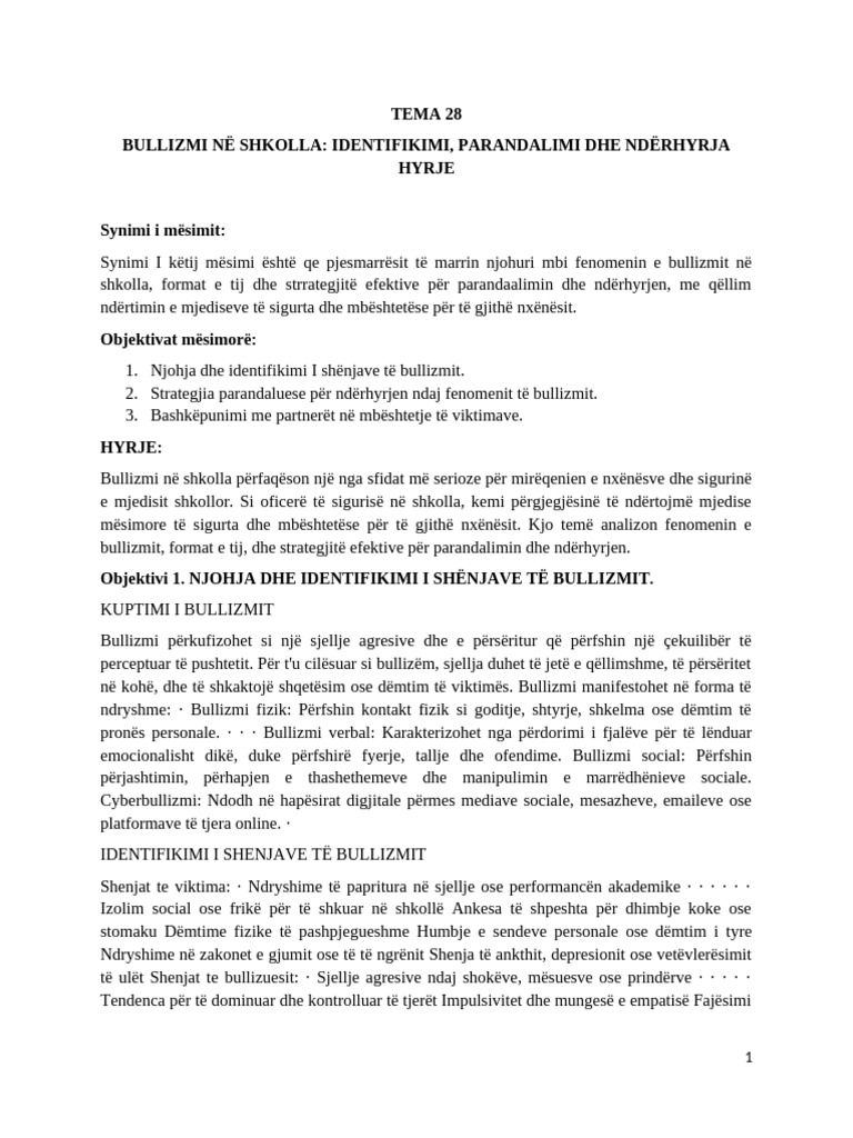 Bullizmi Ne Shkolla | PDF