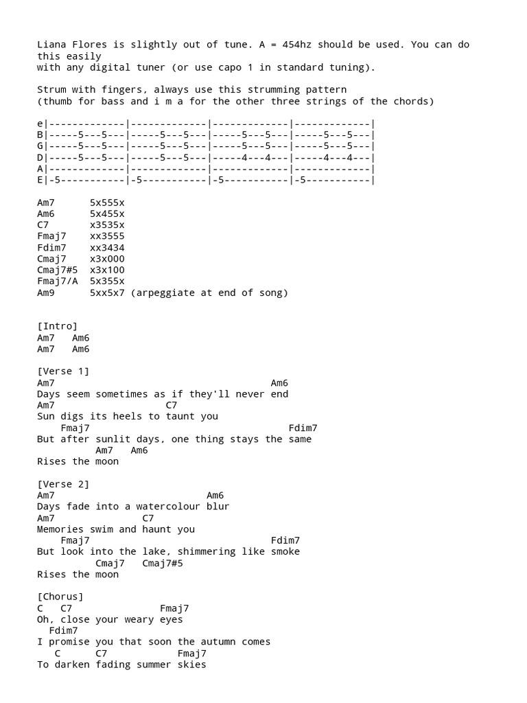 Liana Flores - Rises The Moon - Chords | PDF