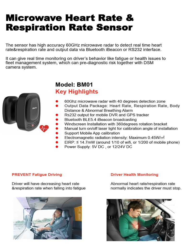 Microwave Heart Rate & Respiration Sensor | PDF | Bluetooth | Wireless
