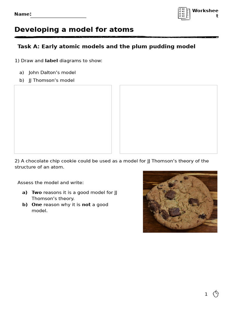 Atomic Models and Experiments Worksheet | PDF | Atomic Nucleus | Atoms