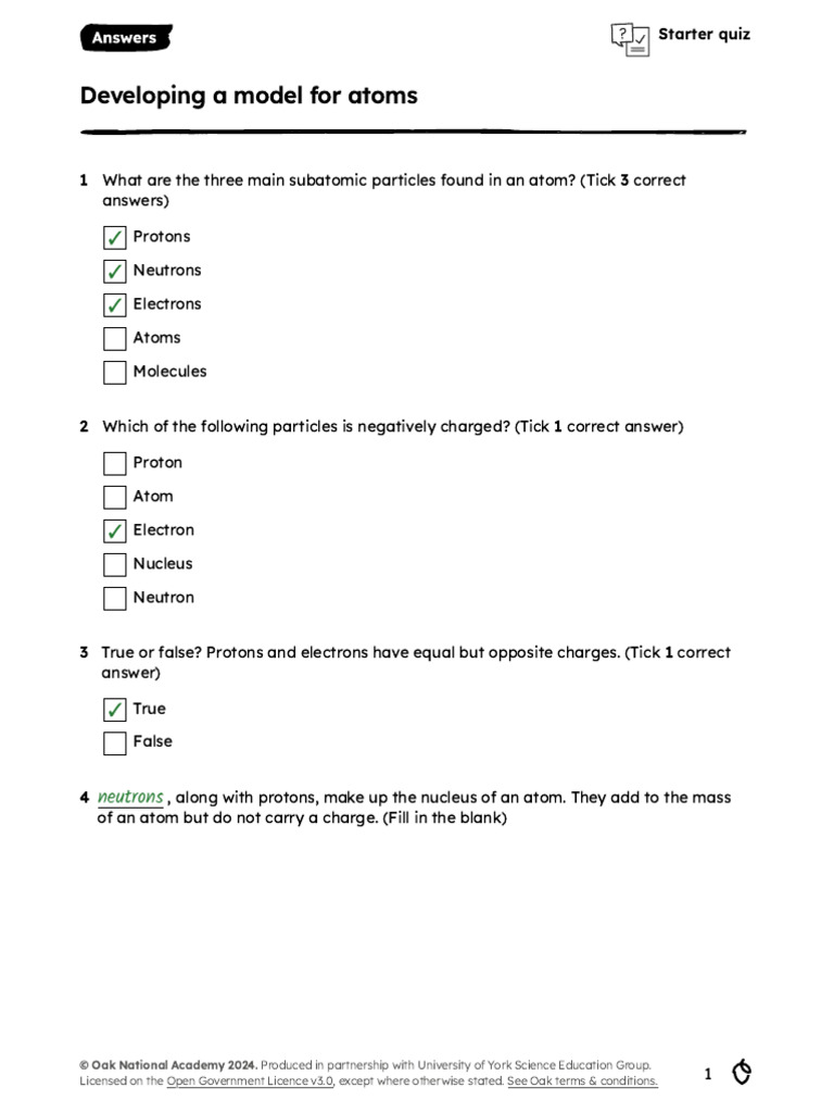 Starter Quiz Answers | PDF