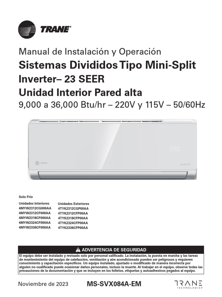 DX Trane | PDF | Enchufes y tomas de corriente alterna | Control remoto