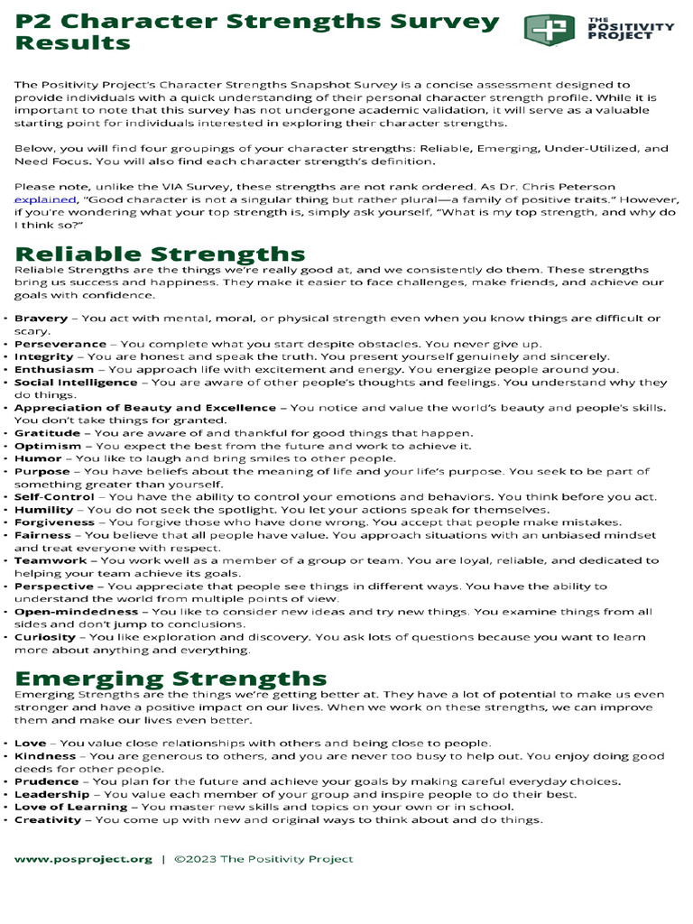 Character Survey Results | PDF