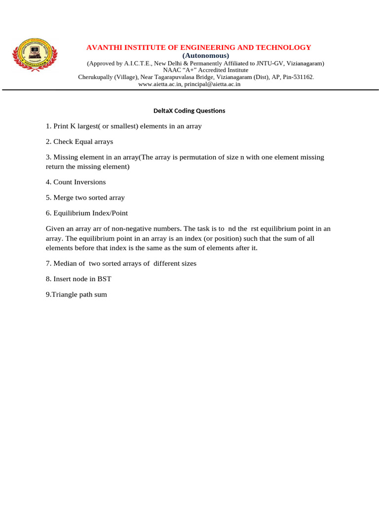 DeltaX Coding Questions | PDF