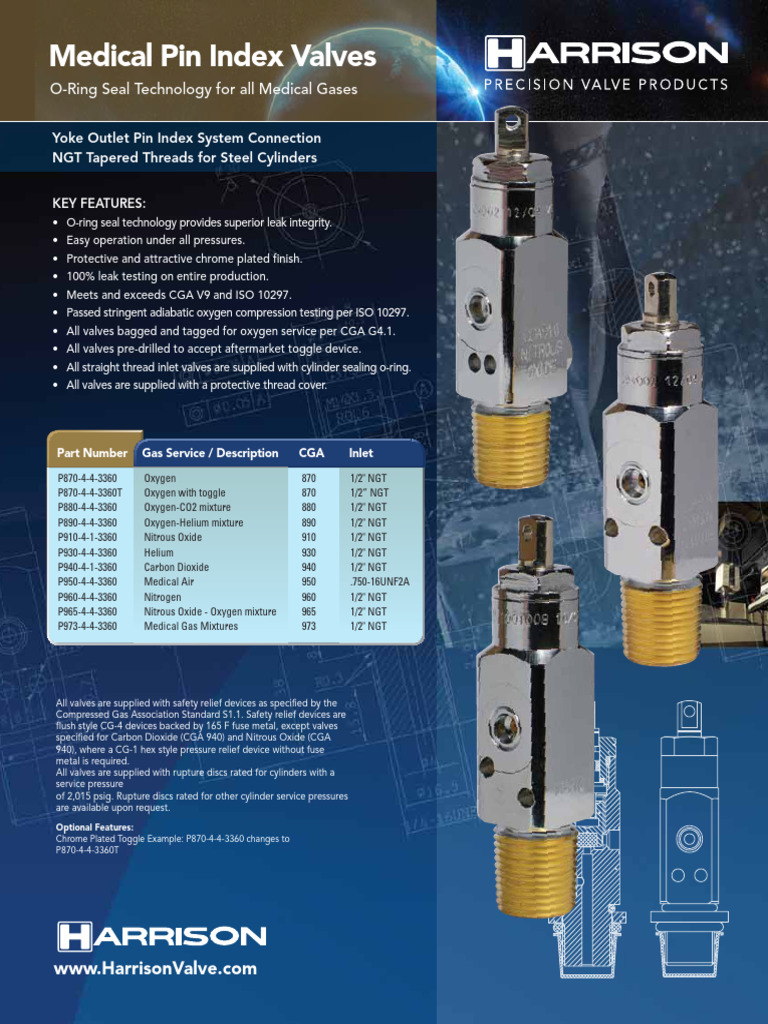 Medical Pin Index Valve Specifications | PDF | Valve | Oxide