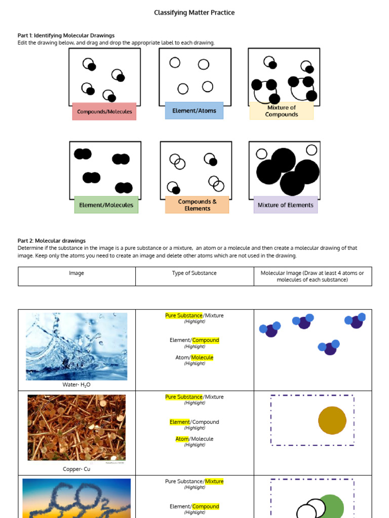 Classifying Matter Practice | PDF | Chemical Substances | Chemical Elements