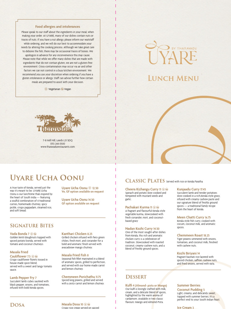 UYARE Lunch Menu Highlights | PDF | Chutney | Curry