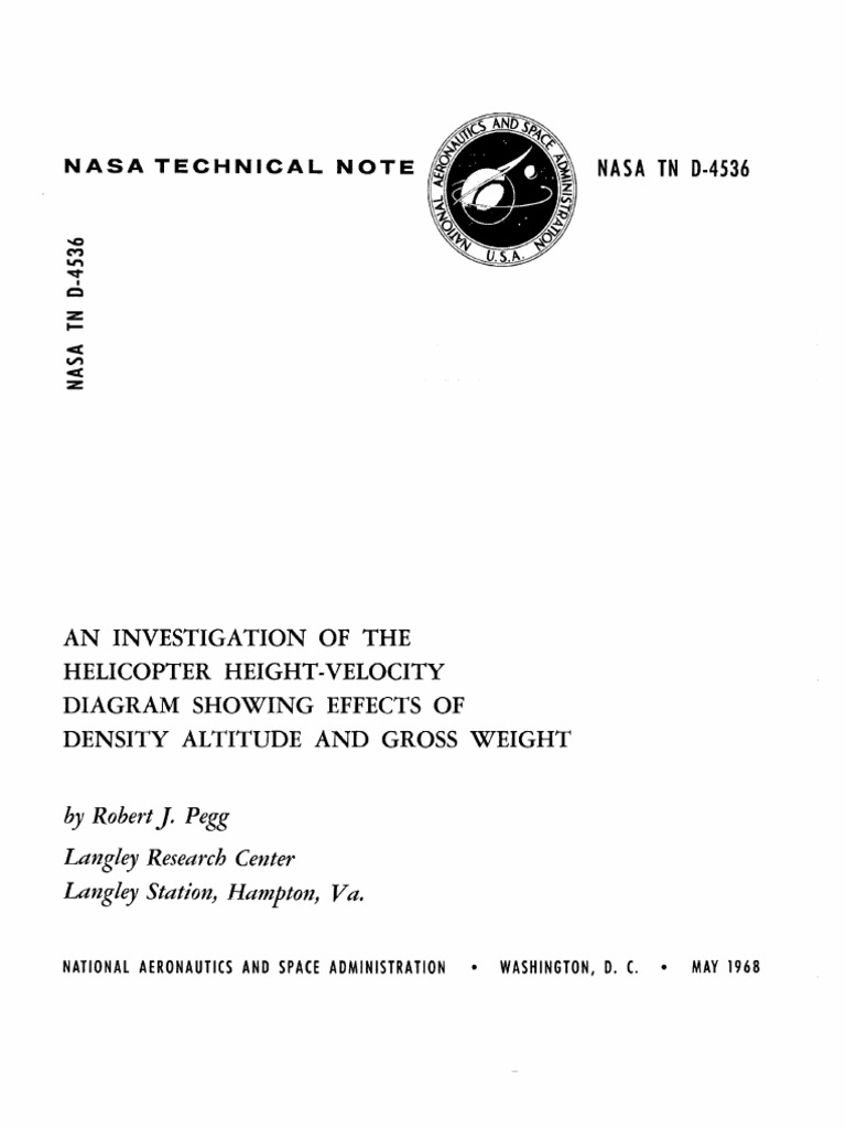 An Investigation of The Helicopter Height-Velocity Diagram Showing ...