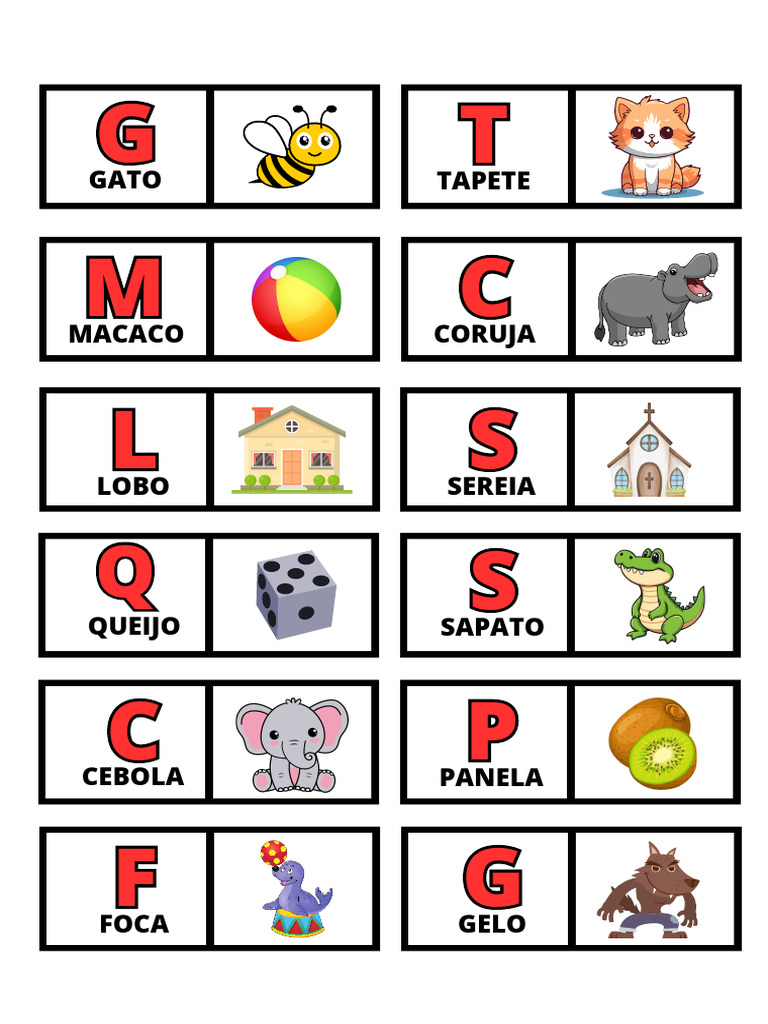 Dominó do Alfabeto para Imprimir | PDF