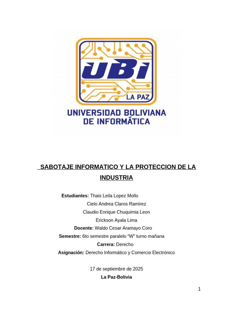 INFORME SABOTAJE INFORMATICO Y PROTECCION DE LAS INDUSTRIAS OFICIAL[1 ...