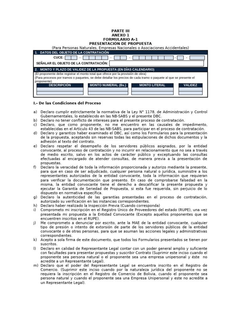 FORMULARIOS | PDF | Contratista general | Presupuesto