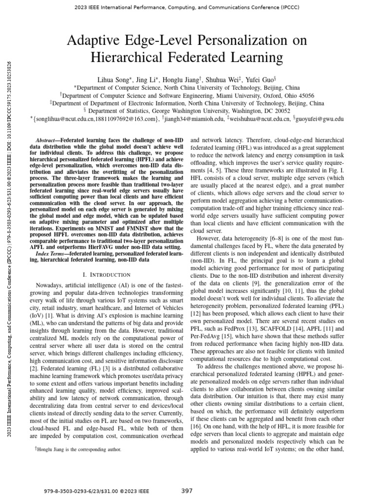 Adaptive Edge-Level Personalization on Hierarchical Federated Learning | PDF | Applied ...