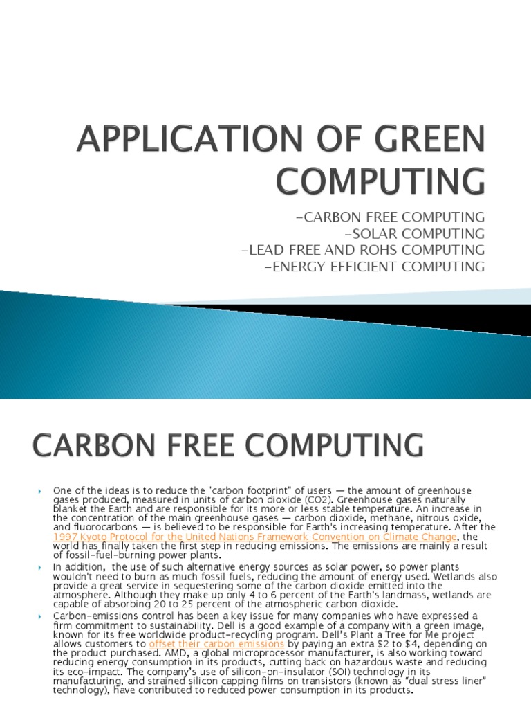 Application of Green Computing | PDF | Greenhouse Gas | Carbon Offset