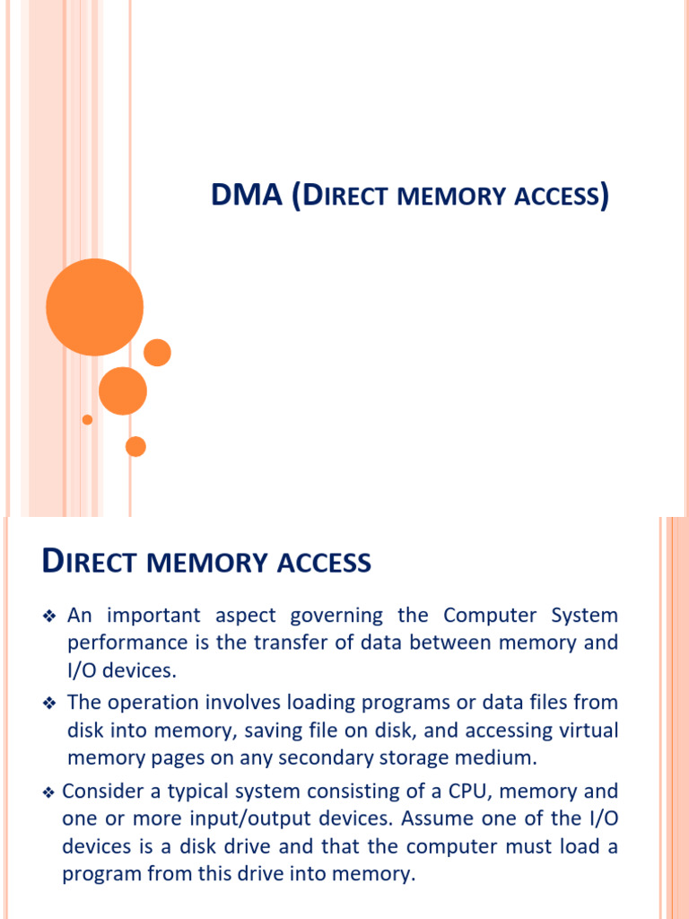 DMA (Direct Memory Access) | PDF | Computer Data Storage | Input/Output