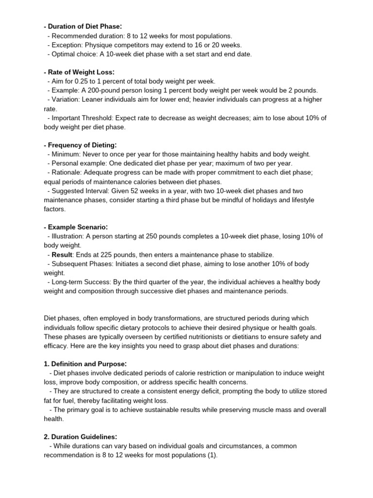 Guidelines for Effective Diet Phases | PDF | Dieting | Weight Loss