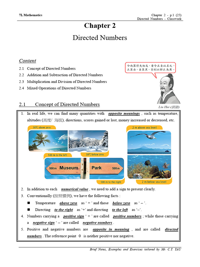 G7 MATH Ch.2 Directed Numbers Classwork Booklet | PDF | Par (Score ...