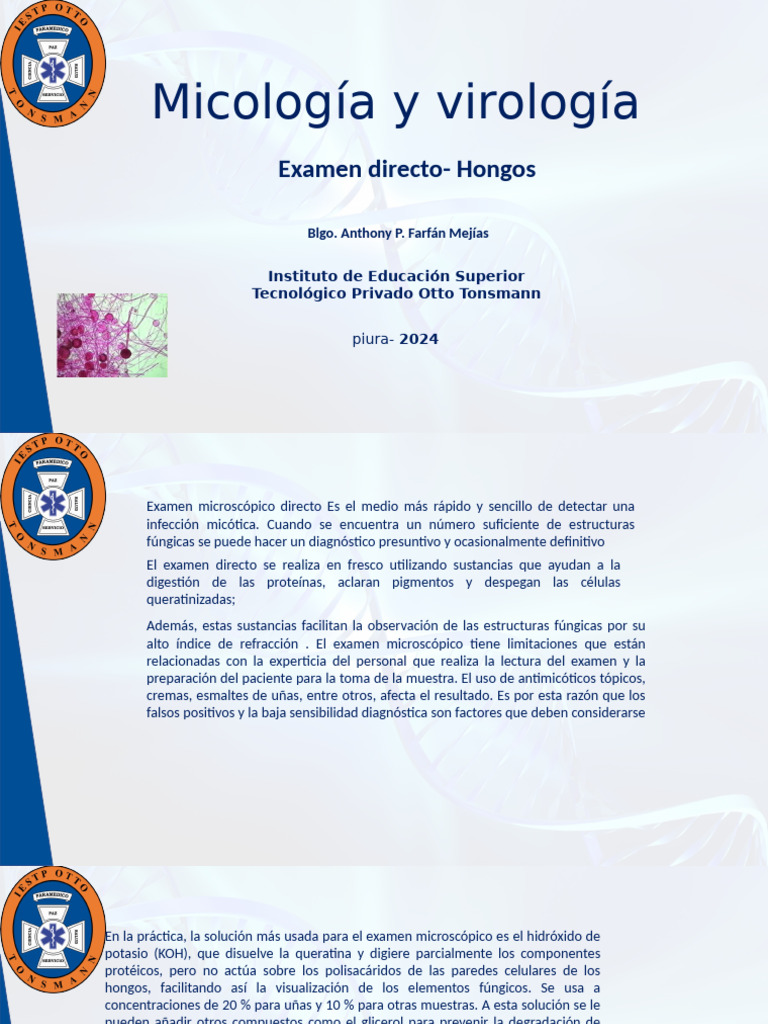 Examen Microscópico de Hongos y Diagnóstico | PDF | Hongo | Tinción
