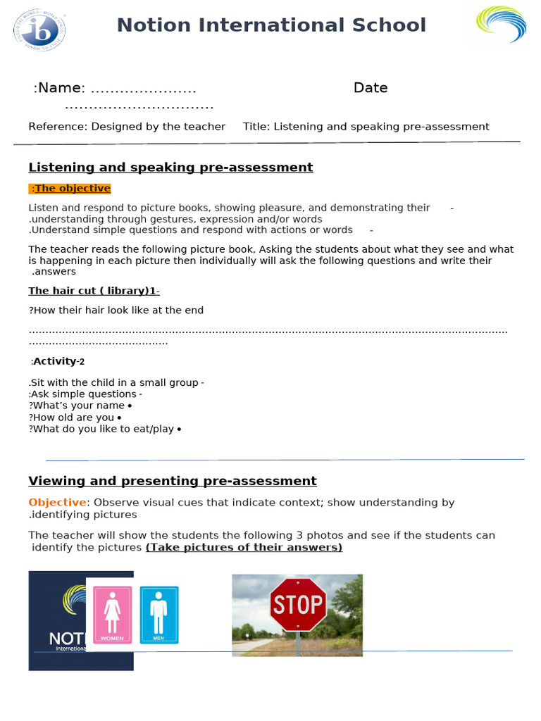 Pyp 2 Pre Assessment | PDF