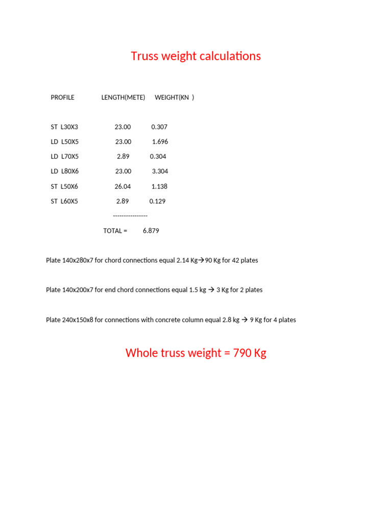 Truss Weight Calculations | PDF