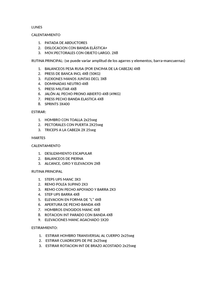Rutina Bodybot | PDF
