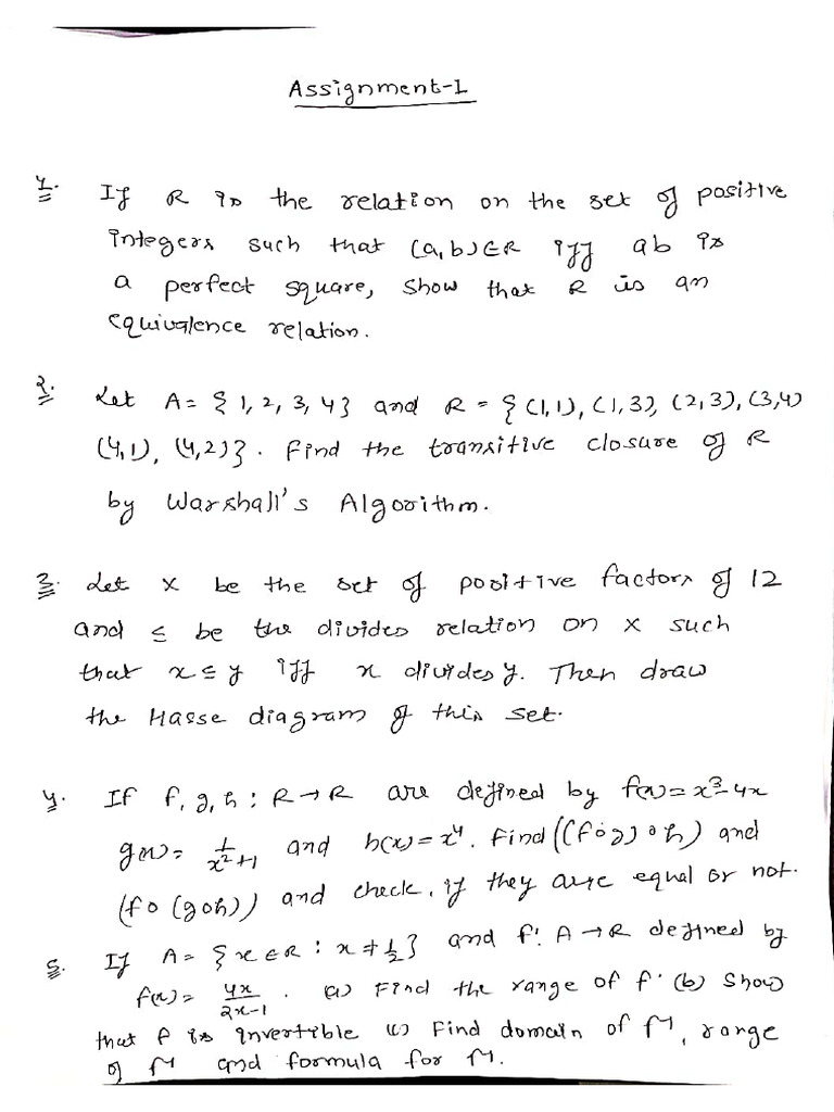 Discrete Mathematics Assignment 1 | PDF