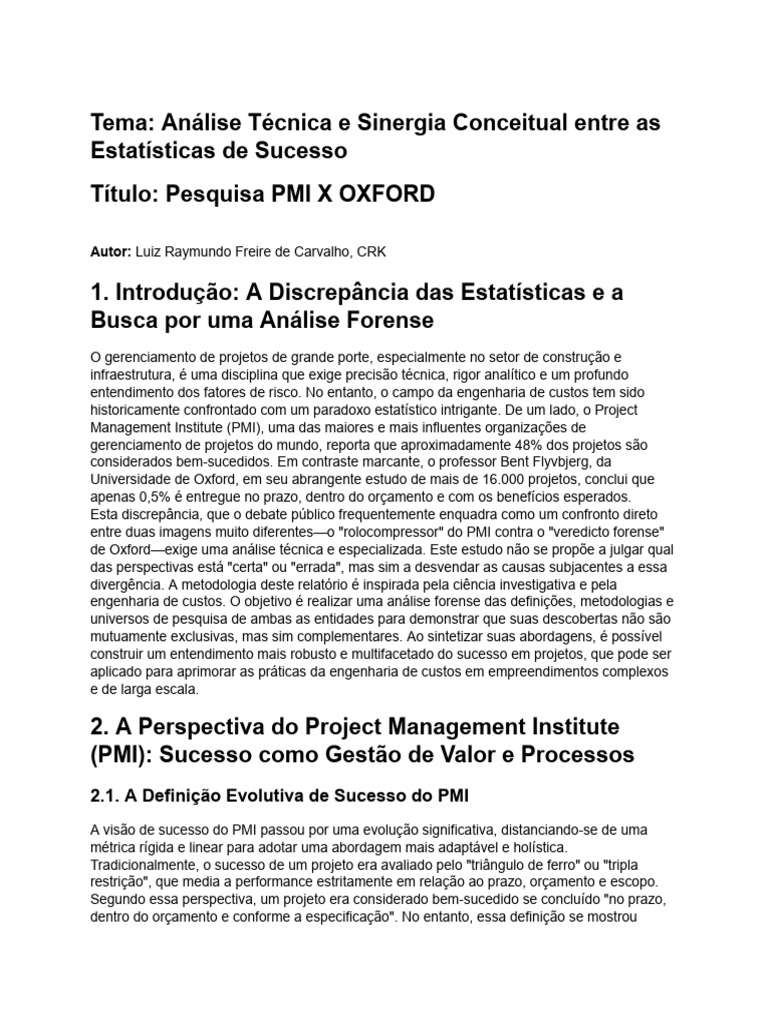Análise Técnica e Sinergia Conceitual Entre As Estatísticas de Sucesso ...