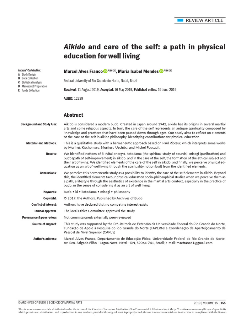 Aikido and Care of The Self A Path in PH | PDF | Aikido
