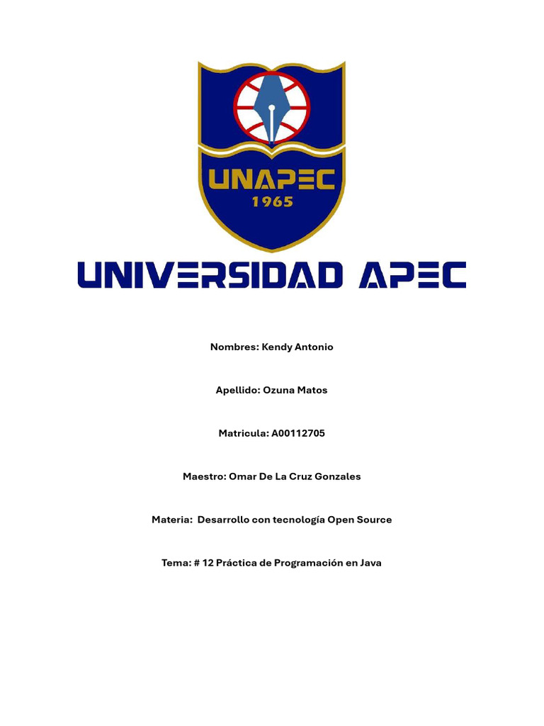 # 12 Práctica de Programación en Java | PDF | Java (lenguaje de programación) | Datos de computadora