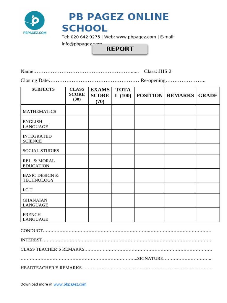 Jhs Report Sheet.docx | PDF