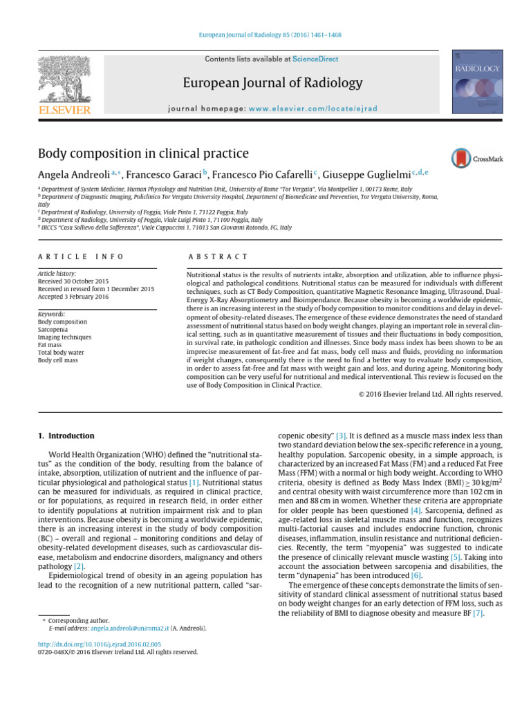 Body Composition in Clinical Practice | PDF | Obesity | Ct Scan